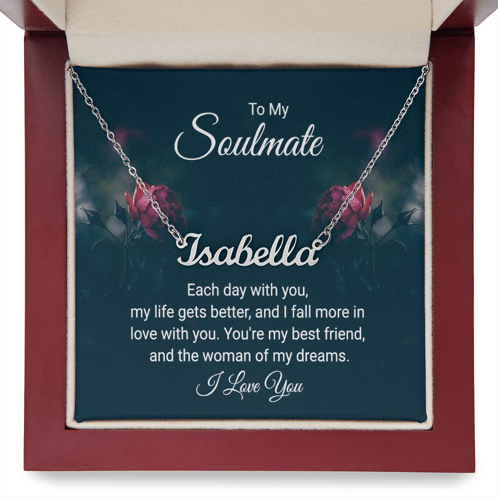 Soulmate Name Necklace-Each day with you | Custom Heart Design